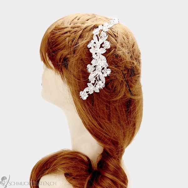 Haarschmuck für Damen "Long Flowers" in silber