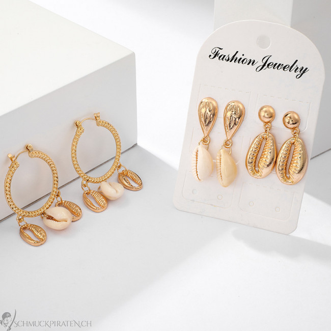 Ohrring Set "Shell" 3-teilig goldfarben