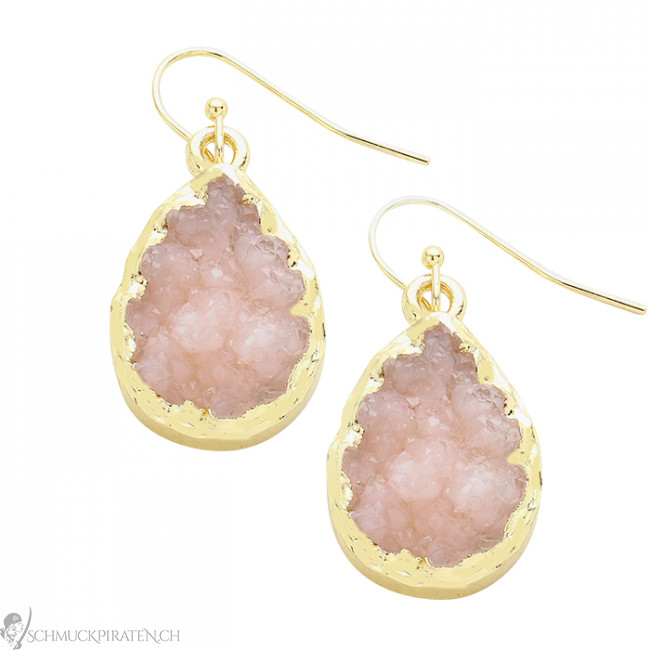 Ohrringe für Damen rosa Stein goldfarben