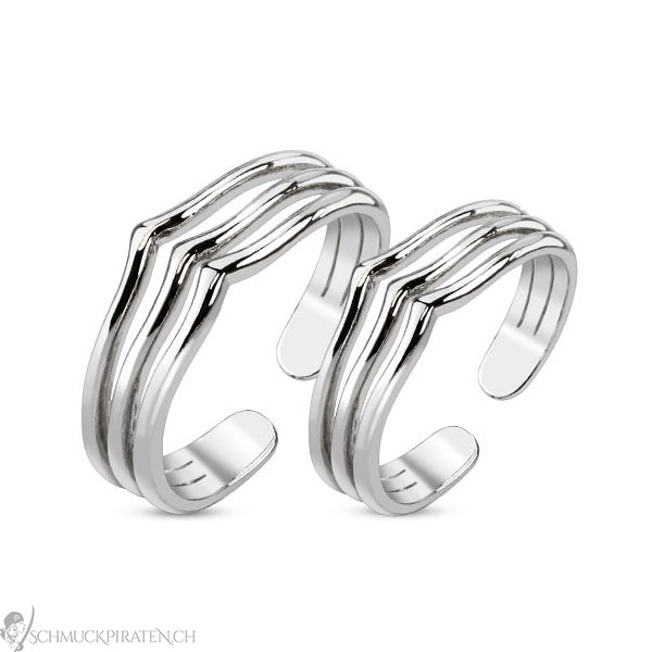 Fuss- und Fingerring Set für Damen in silber